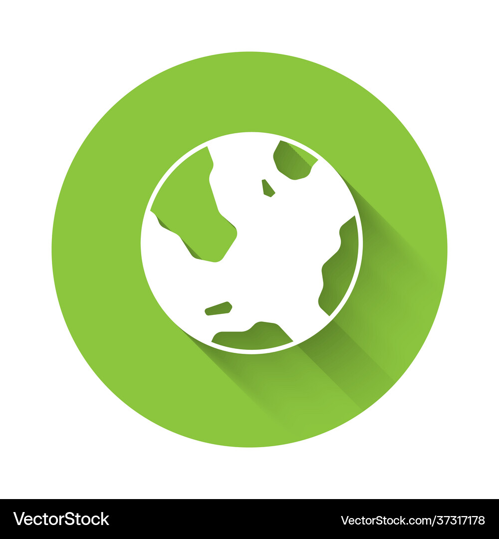 White earth globe icon isolated with long shadow Vector Image