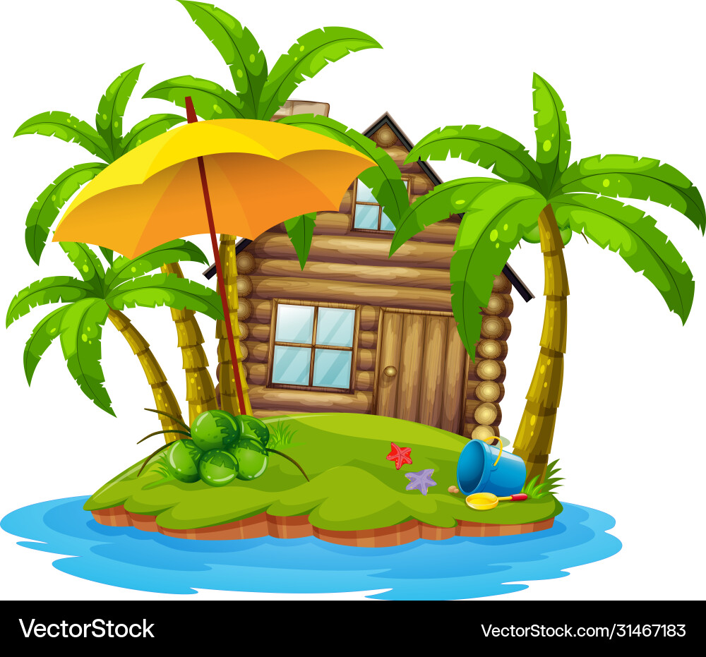 Cottage on island Royalty Free Vector Image - VectorStock