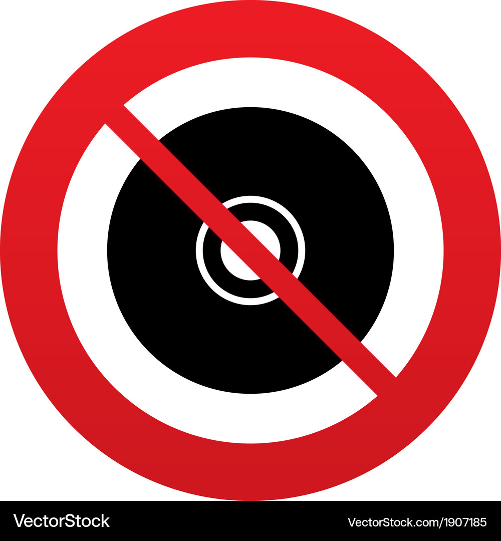 No CD or DVD sign icon Compact disc symbol Vector Image