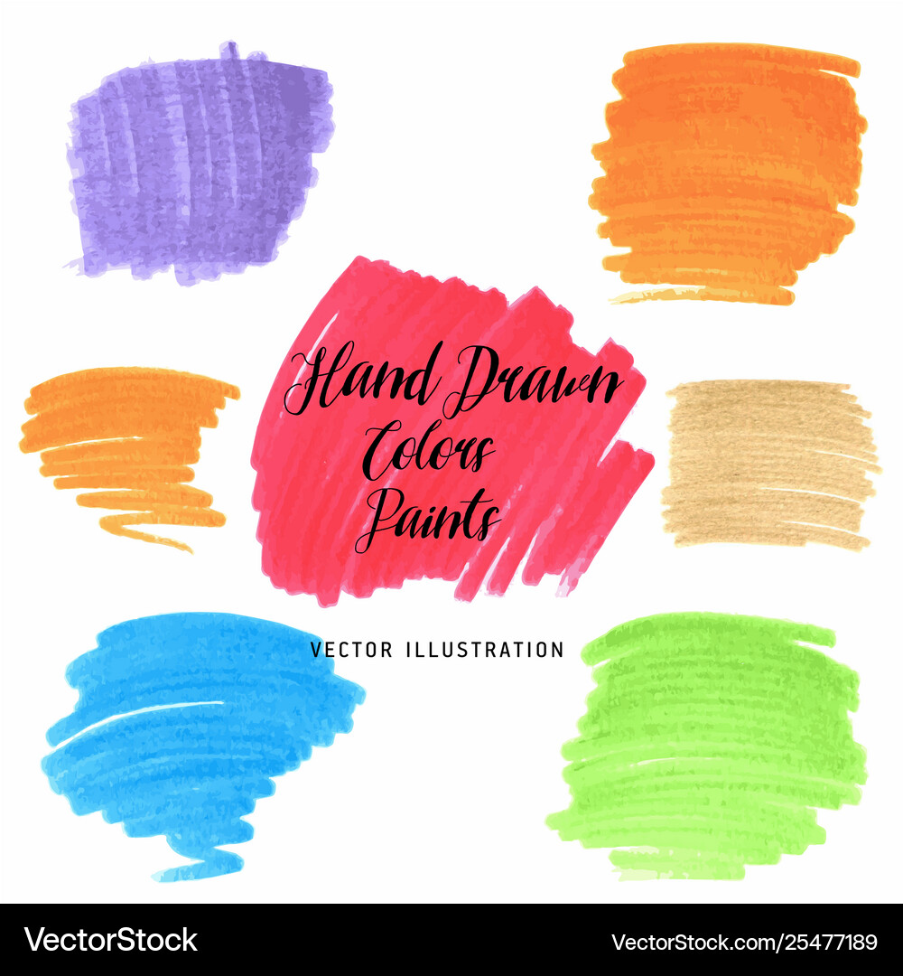 Set hand drawn flat grunge stains markers Vector Image