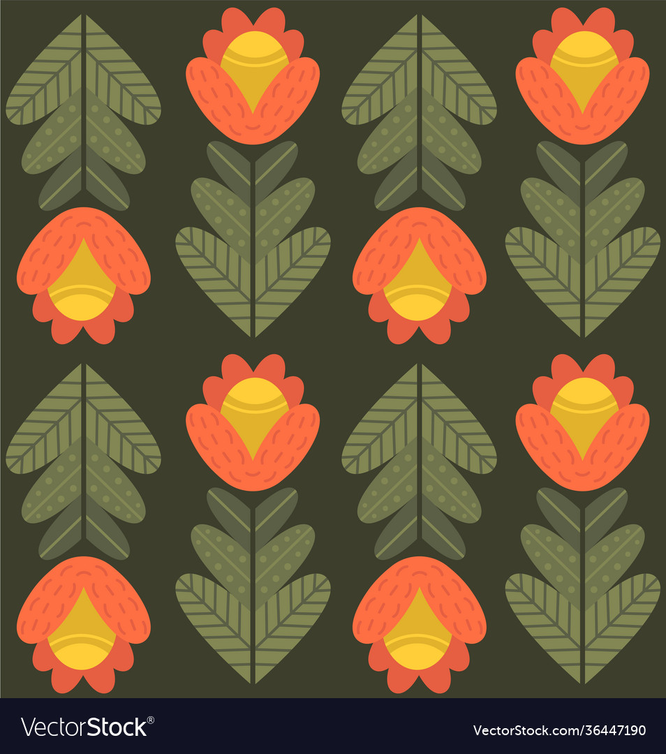 Folk rustic flower pattern Royalty Free Vector Image