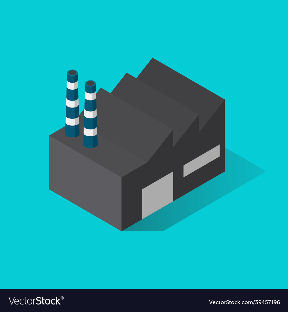 Factory building isometric view Royalty Free Vector Image