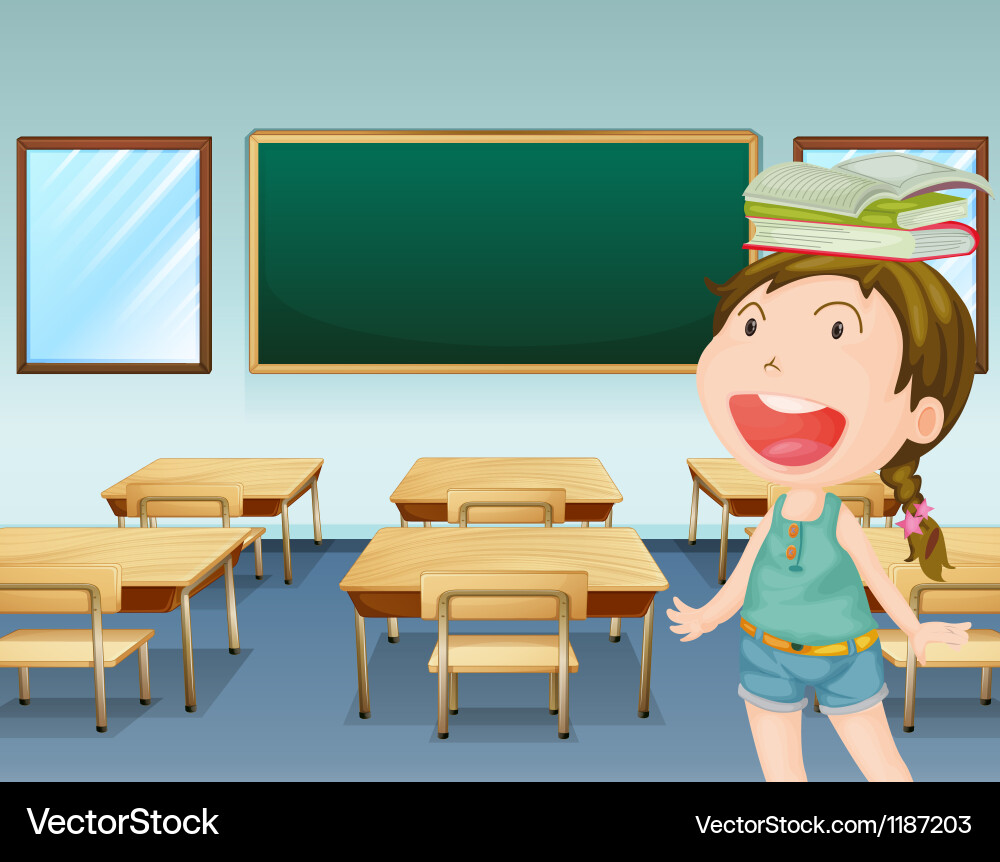 A young girl inside classroom Royalty Free Vector Image