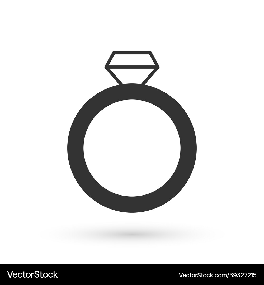 Grey diamond engagement ring icon isolated Vector Image