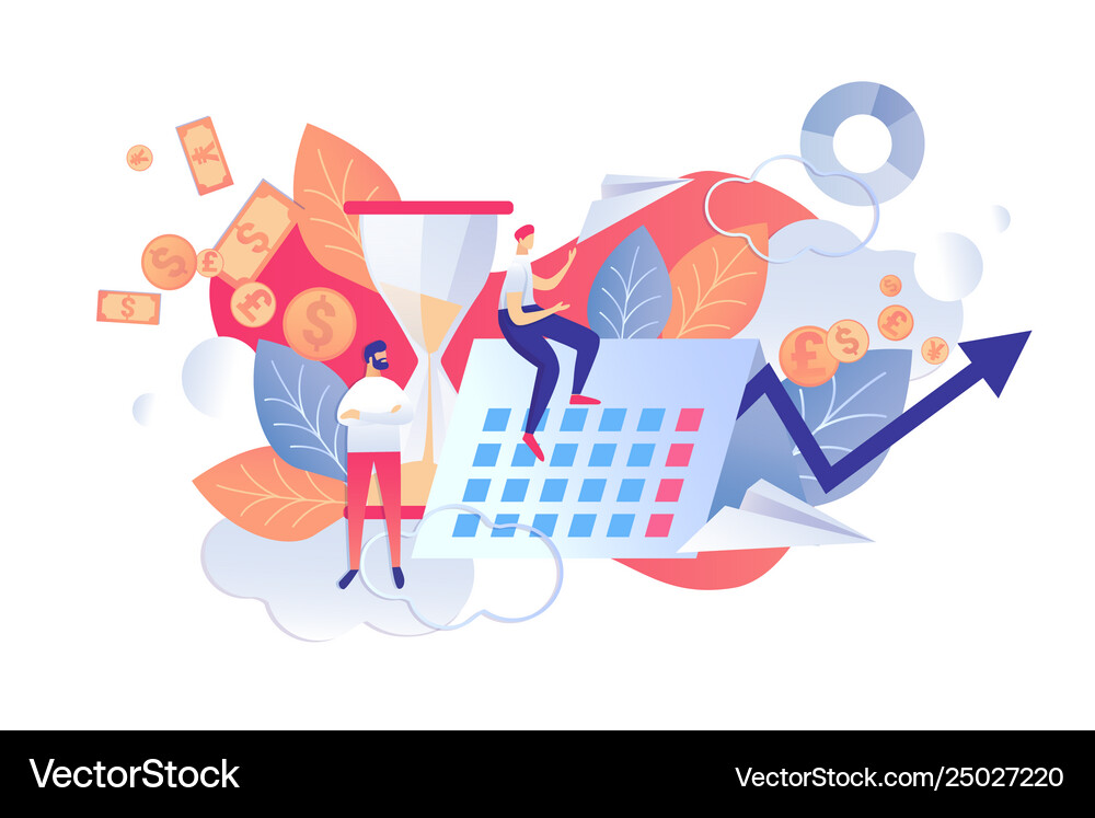 Control time and plans flat Royalty Free Vector Image