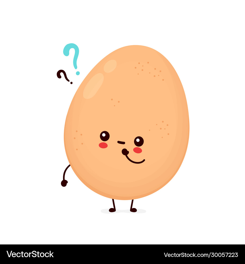 Cute happy chicken egg with question marks Vector Image