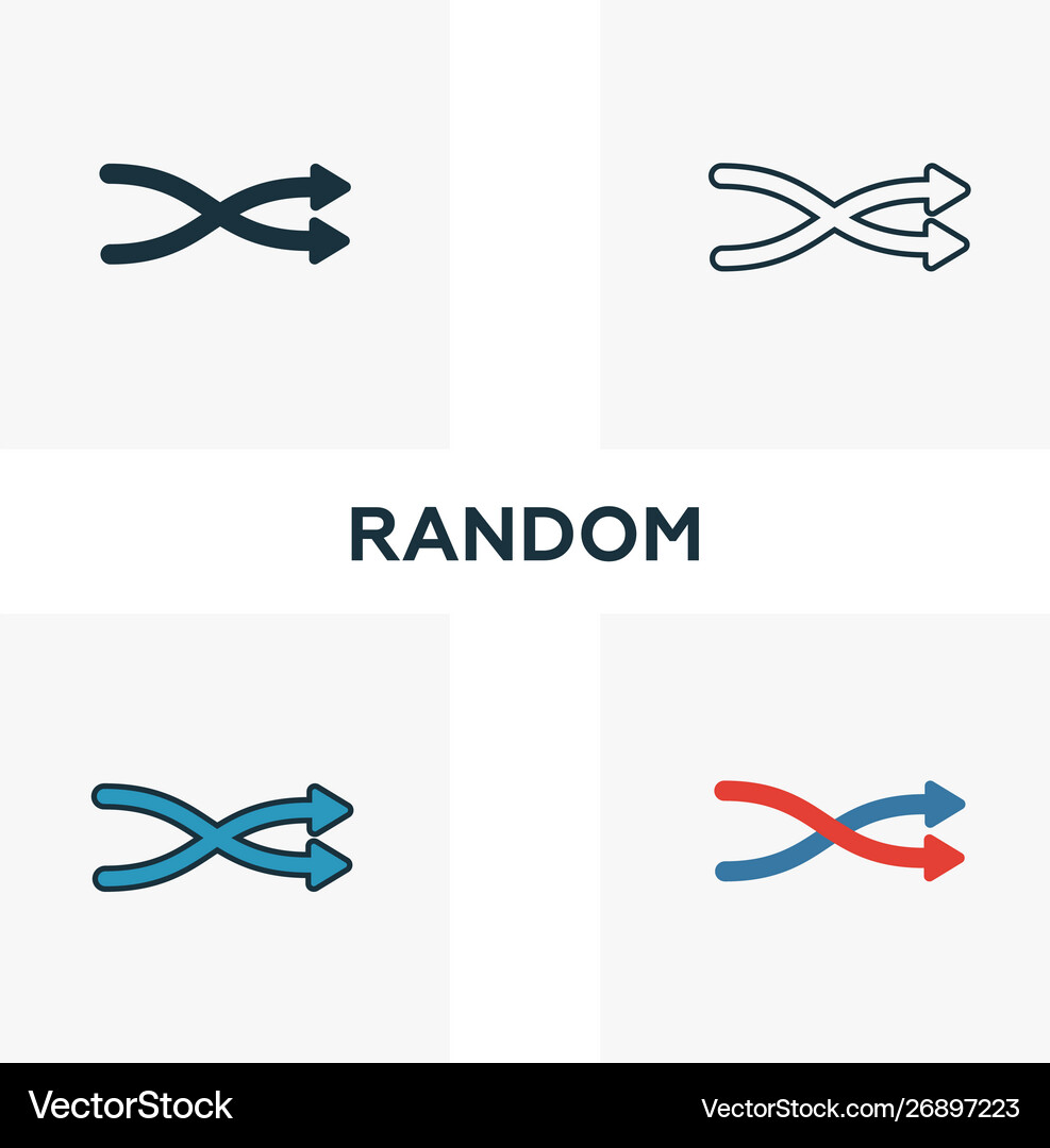 Random icon set four elements in different styles Vector Image