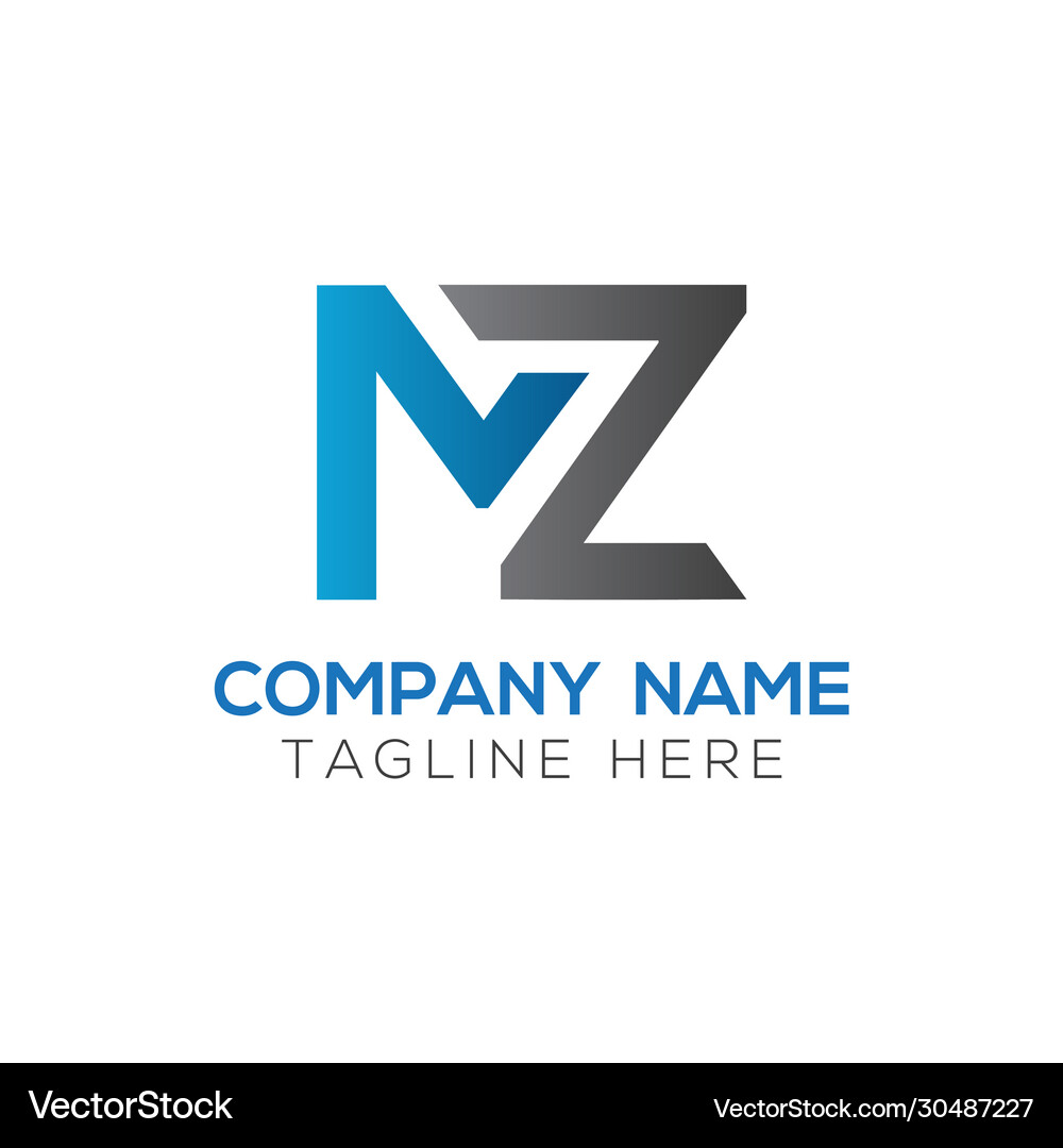 Initial mz letter logo design template abstract Vector Image