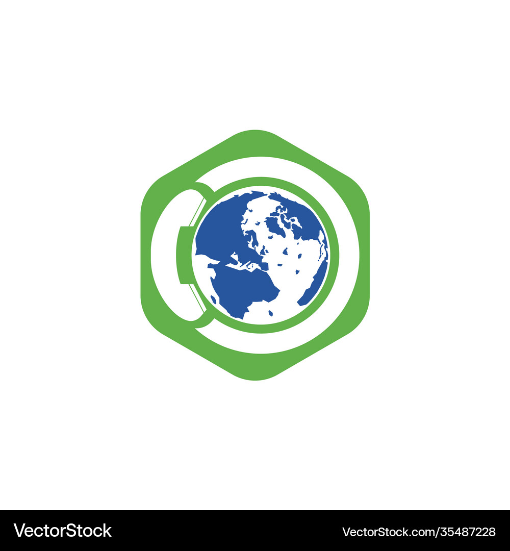 Call and globe icon international symbol logo Vector Image