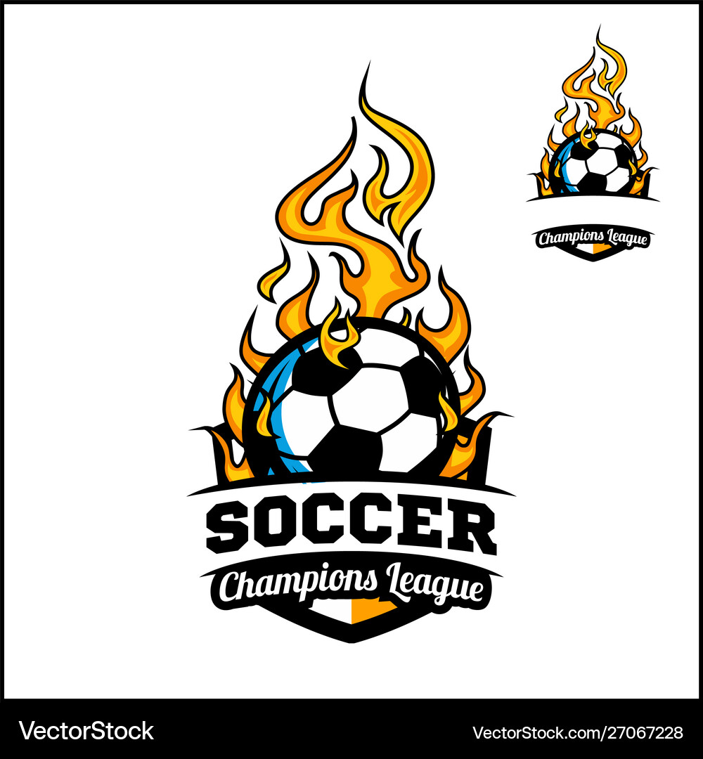 Soccer ball flame badge Royalty Free Vector Image