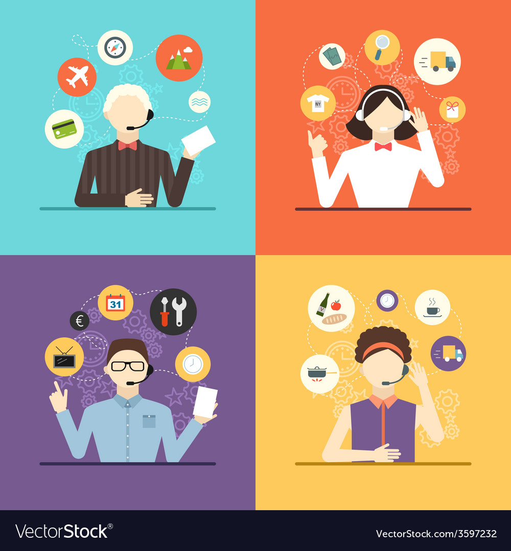 Technical support banners set assistant mans Vector Image