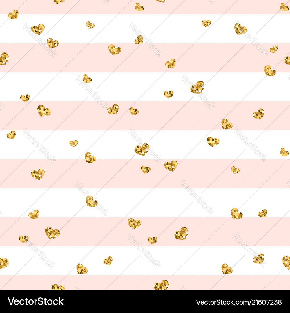 Gold heart seamless pattern pink-white geometric Vector Image