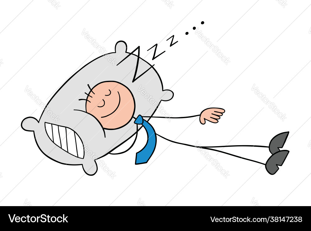 Stickman businessman character sleeps Royalty Free Vector