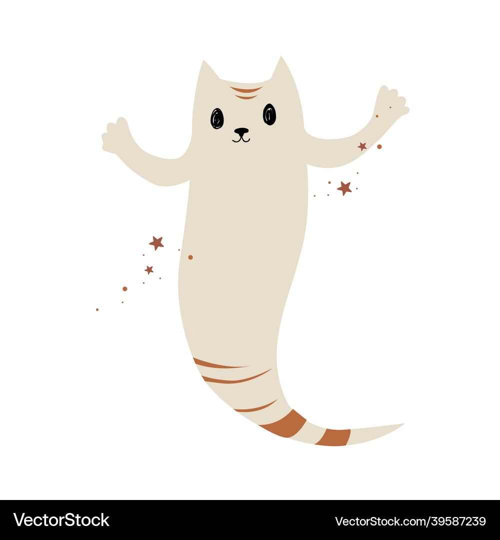 Cute cat ghost cartoon character halloween icon Vector Image