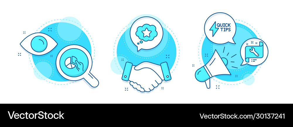 Loyalty star quickstart guide and pie chart icons Vector Image