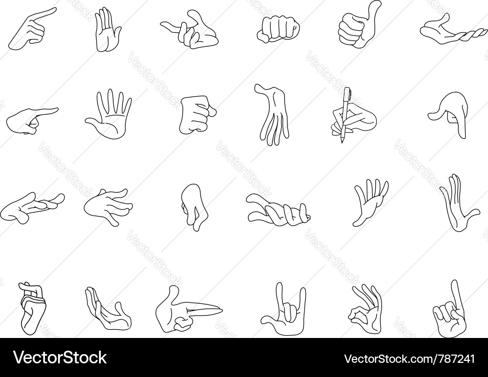 Outlined hand gestures Royalty Free Vector Image
