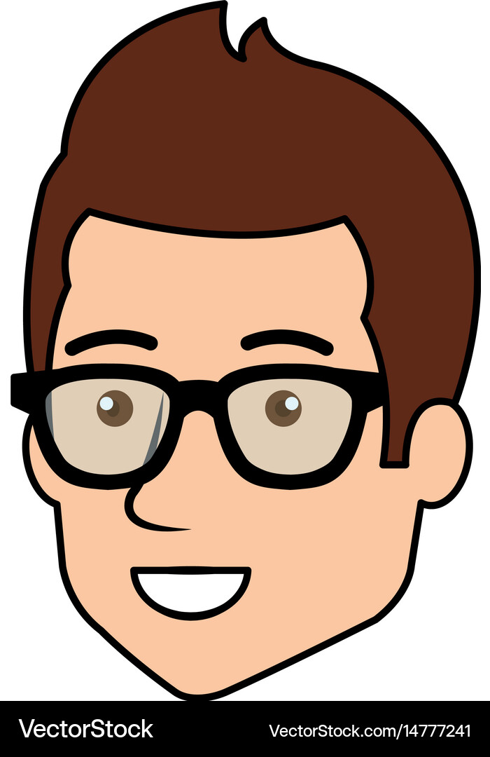 Young man head avatar with glasses Royalty Free Vector Image