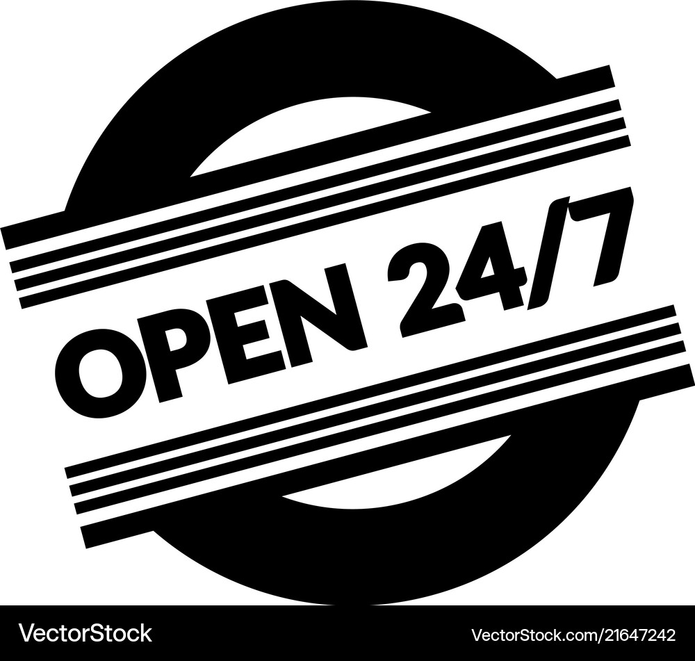 Open 24-7 stamp on white Royalty Free Vector Image