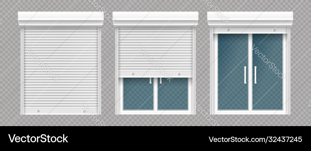 Plastic window with wooden rolling shutter Vector Image