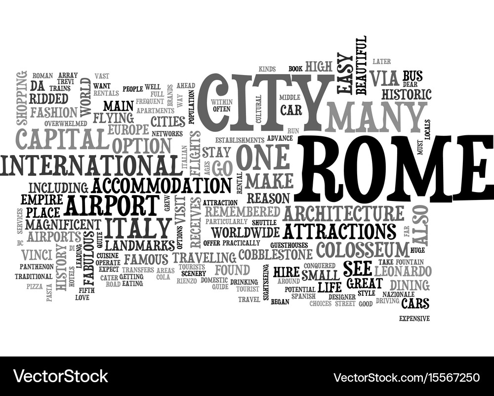 A tourist guide to rome text word cloud concept Vector Image