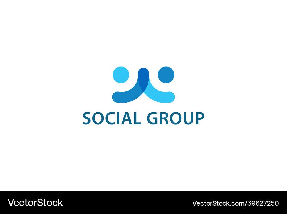 Social group blue color logo Royalty Free Vector Image