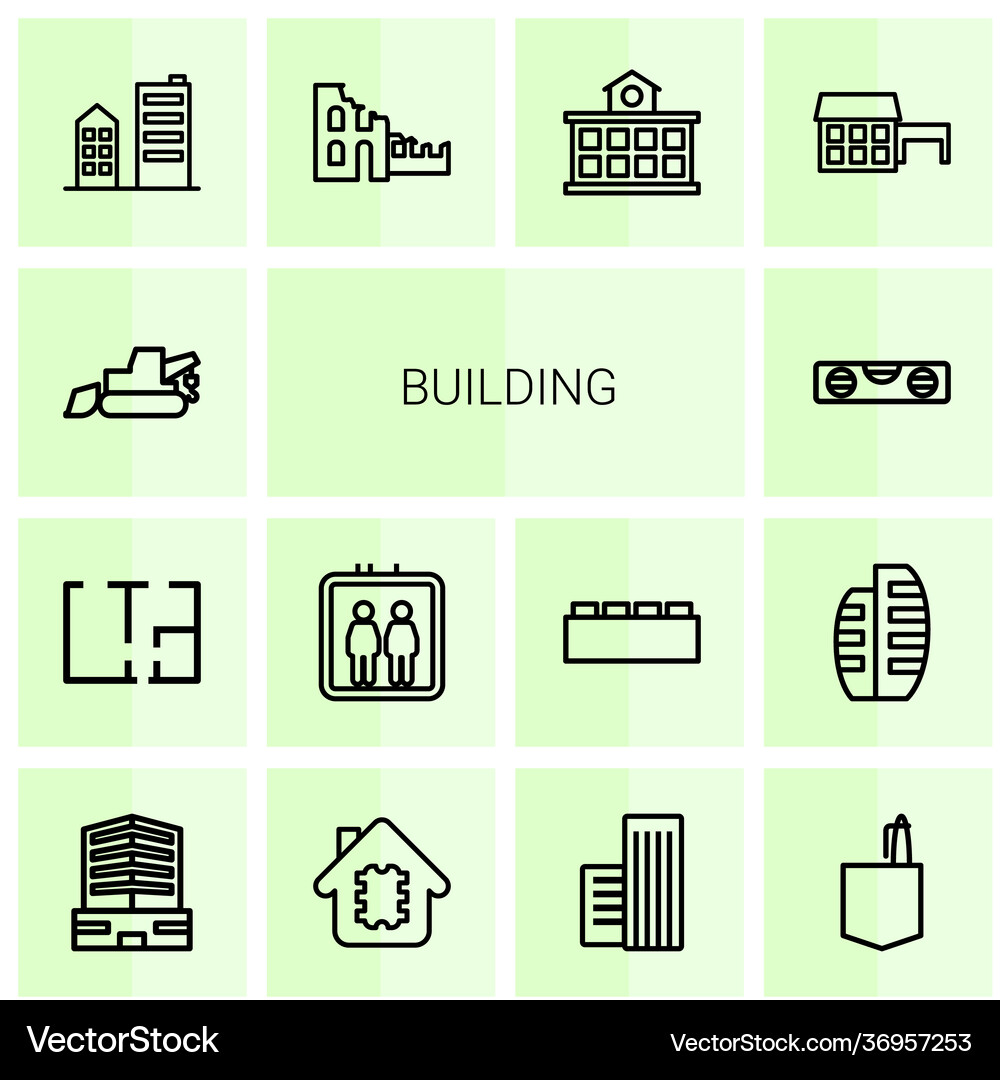14 building icons Royalty Free Vector Image - VectorStock