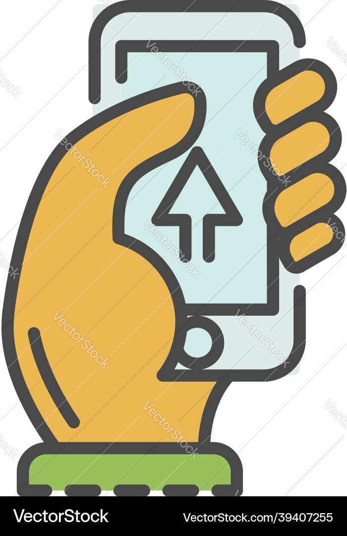 Smartphone upload icon color outline Royalty Free Vector