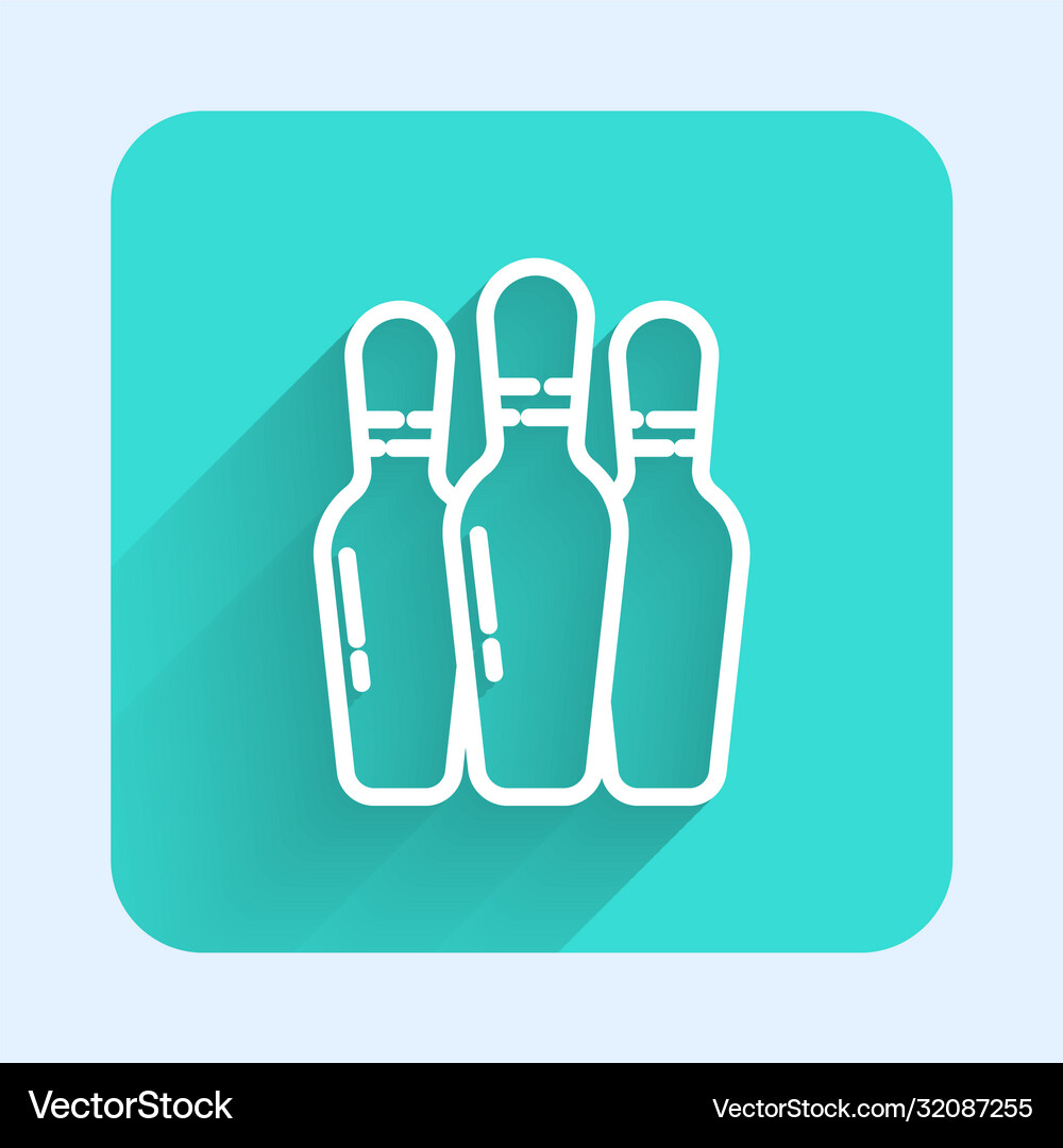 White line bowling pin icon isolated with long Vector Image