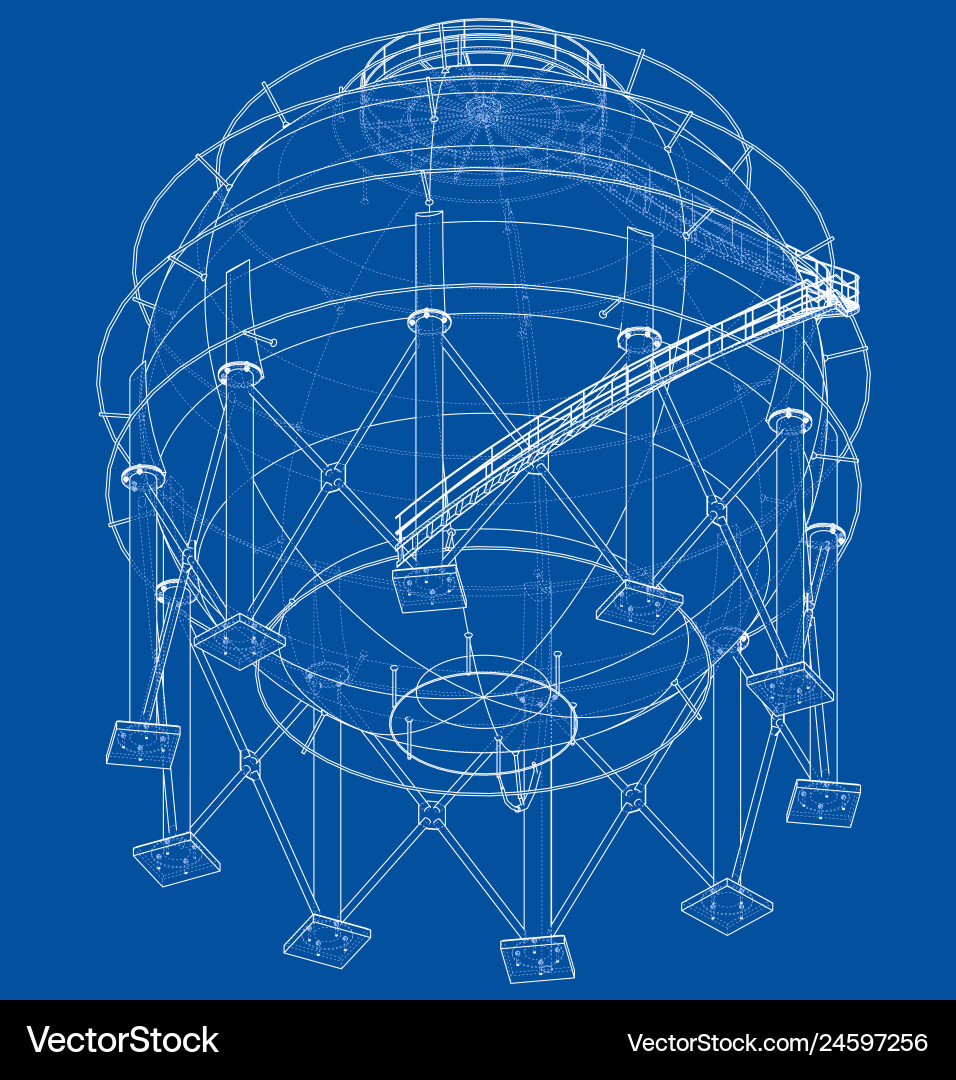 Spherical gas tank outline Royalty Free Vector Image