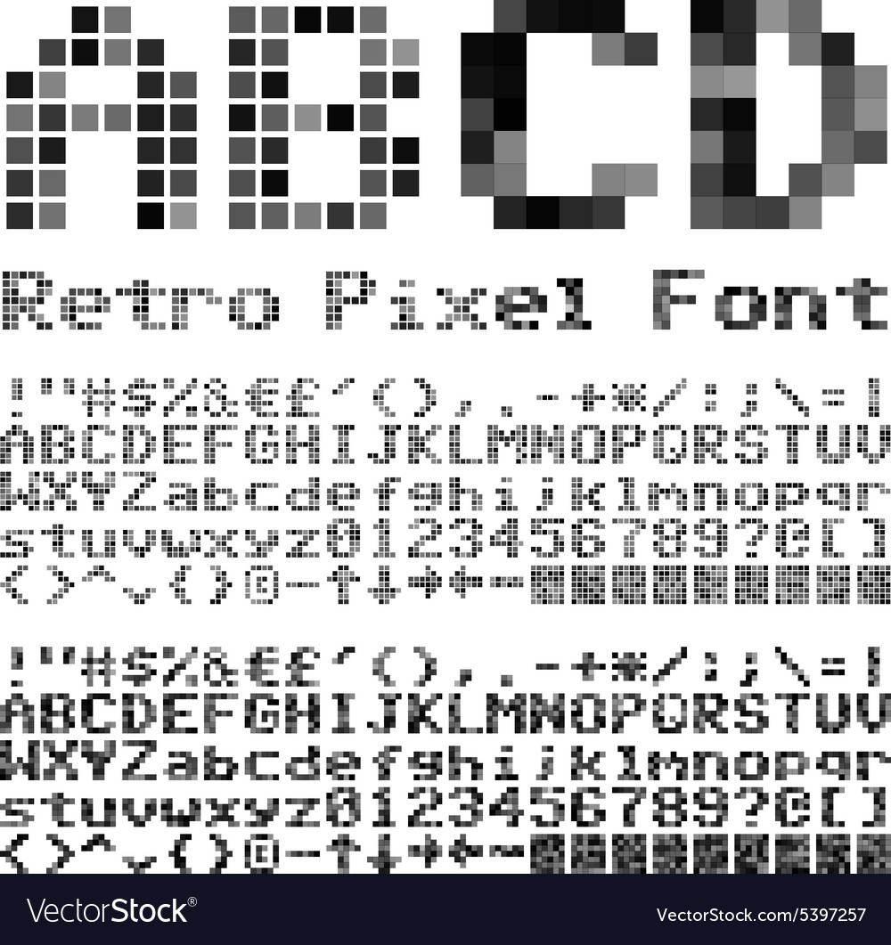 Pixel font Royalty Free Vector Image - VectorStock
