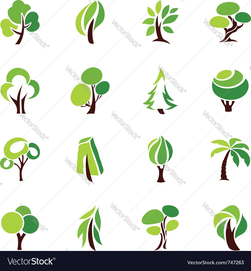 Trees - logo template set Royalty Free Vector Image