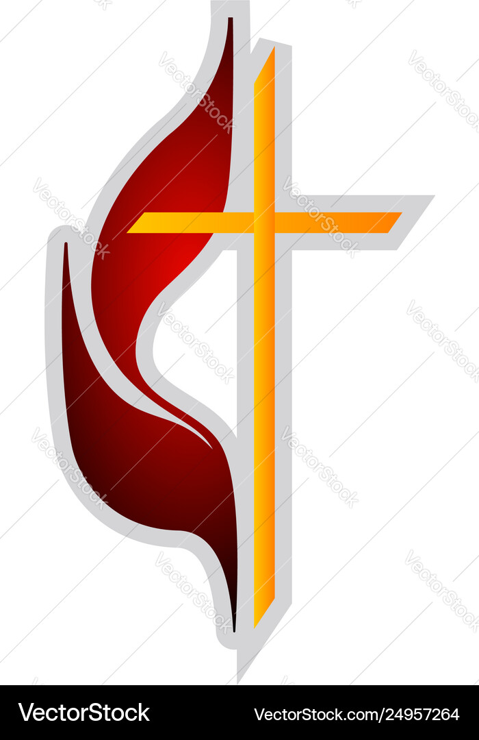 Red and yellow methodism symbol on a white Vector Image