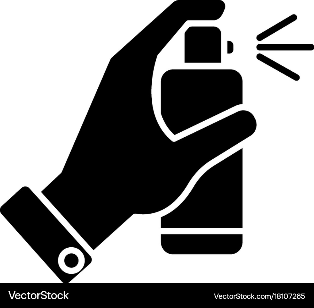 Spray bottle in hand icon Royalty Free Vector Image