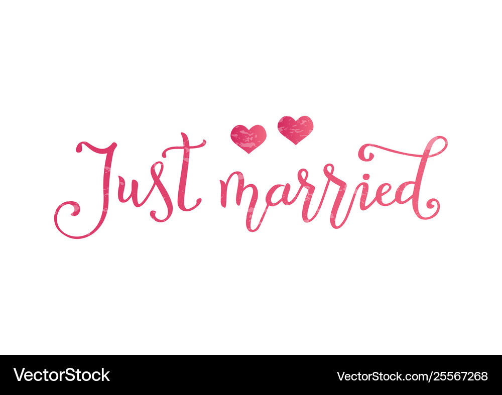 Modern calligraphy just married in pink Royalty Free Vector
