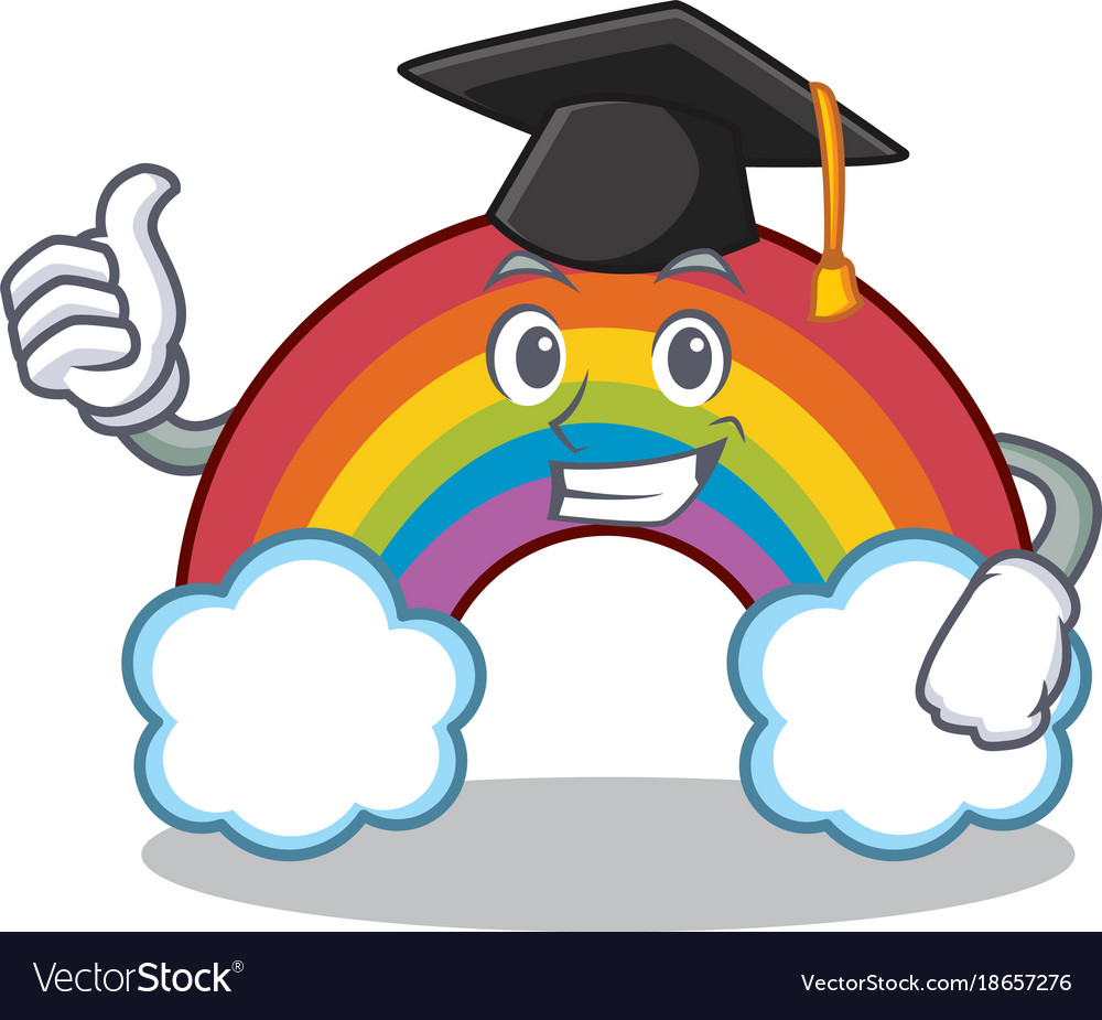 Graduation colorful rainbow character cartoon Vector Image