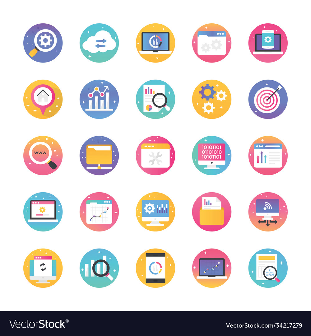 Web development flat icons Royalty Free Vector Image