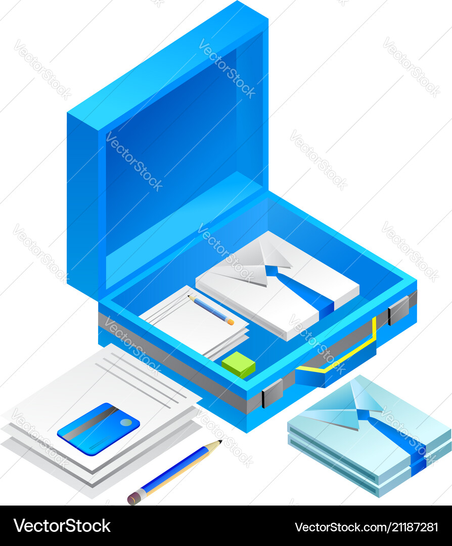 Bag with office equipment isolated Royalty Free Vector Image