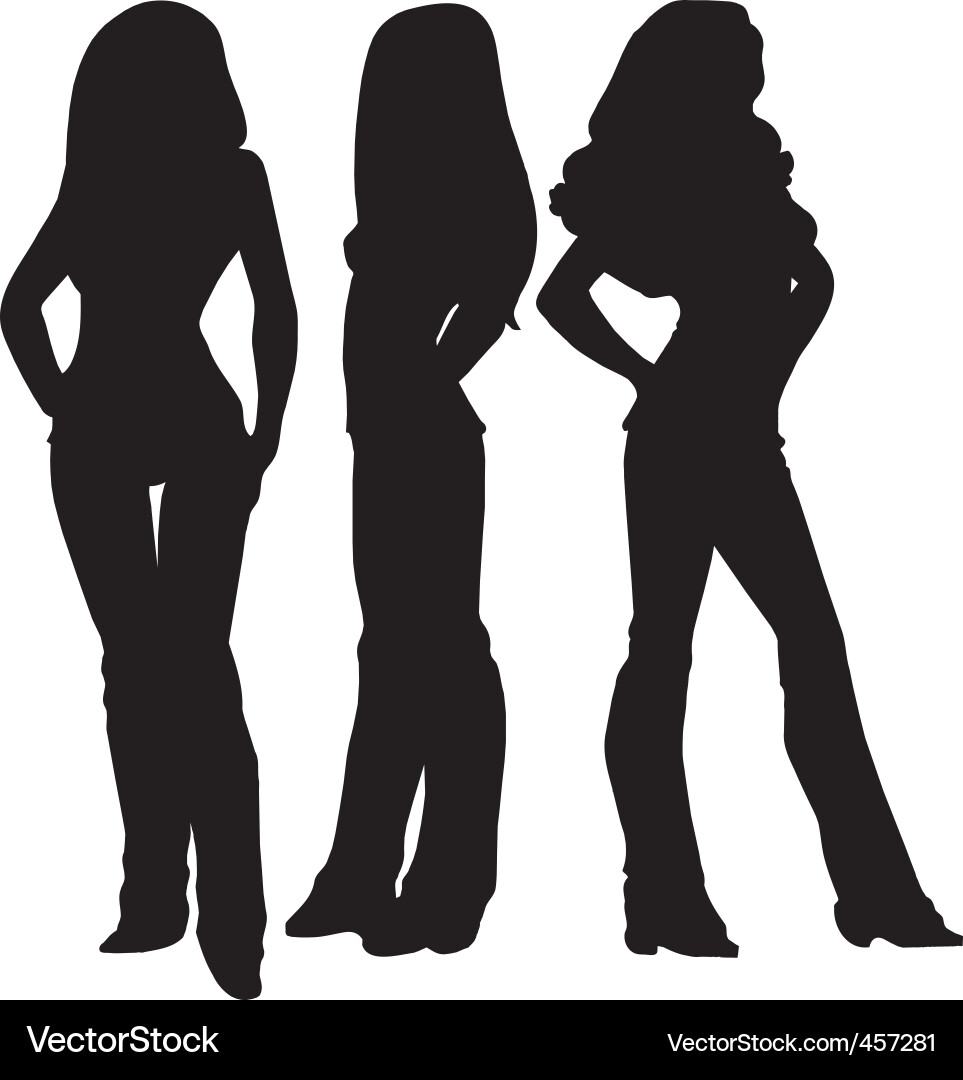 Three female silhouettes Royalty Free Vector Image