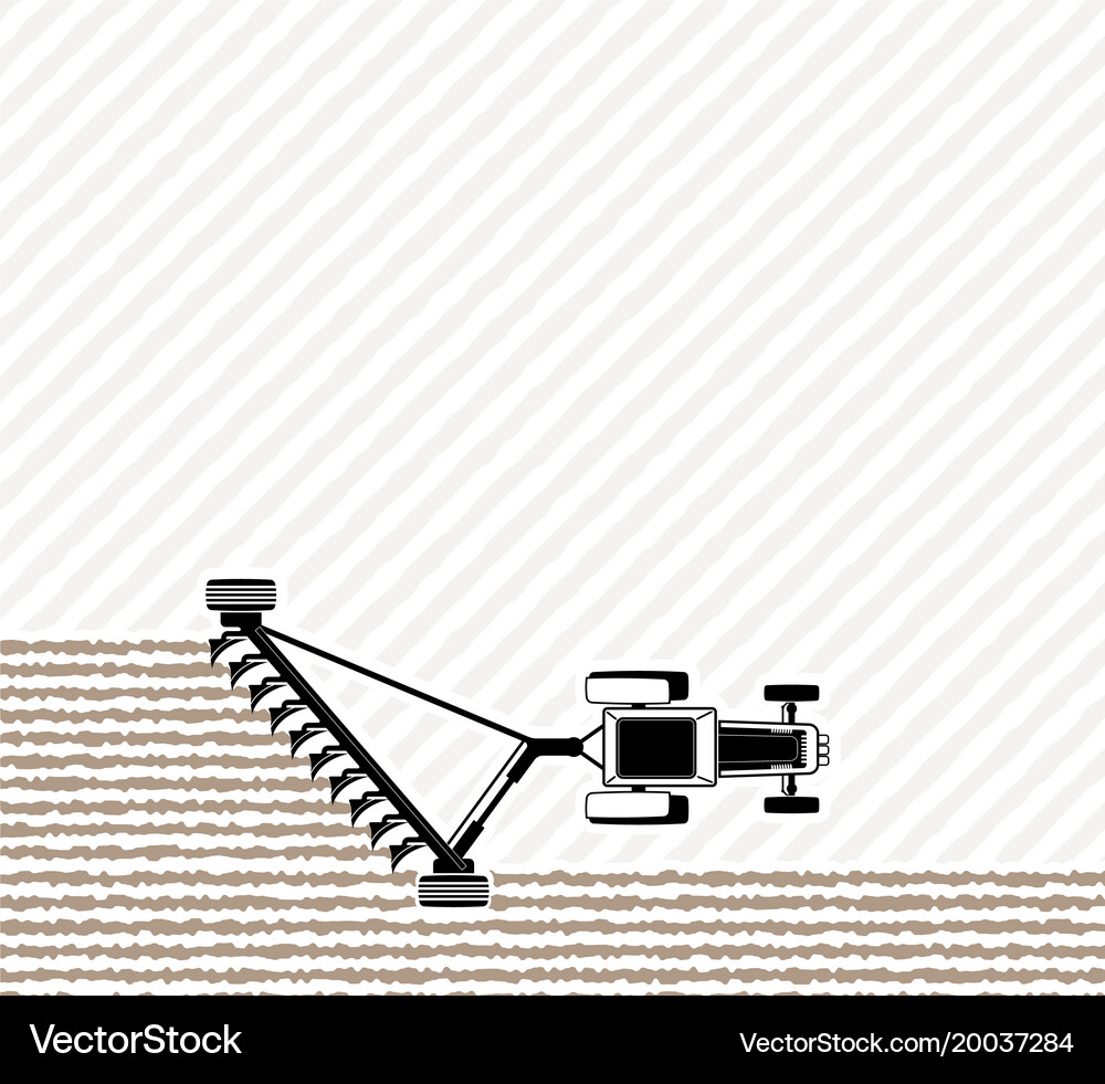 Tractor plows the field before sowing spring Vector Image