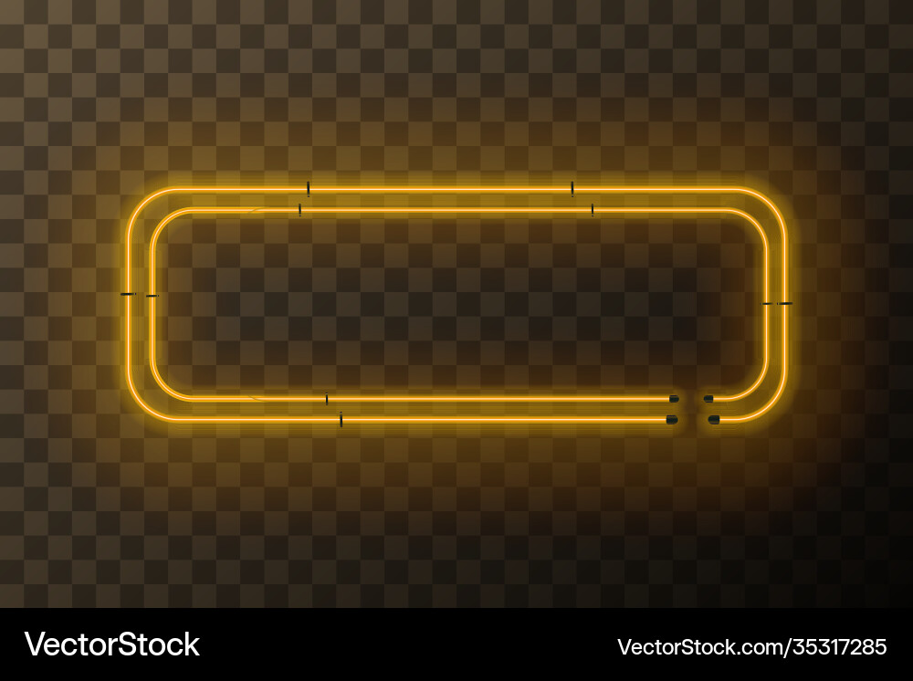 Yellow neon rectangle frame template Royalty Free Vector