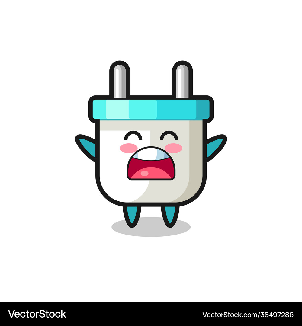 Cute electric plug mascot with a yawn expression Vector Image