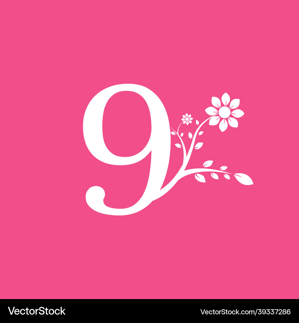 Number 9 linked fancy logogram flower usable Vector Image