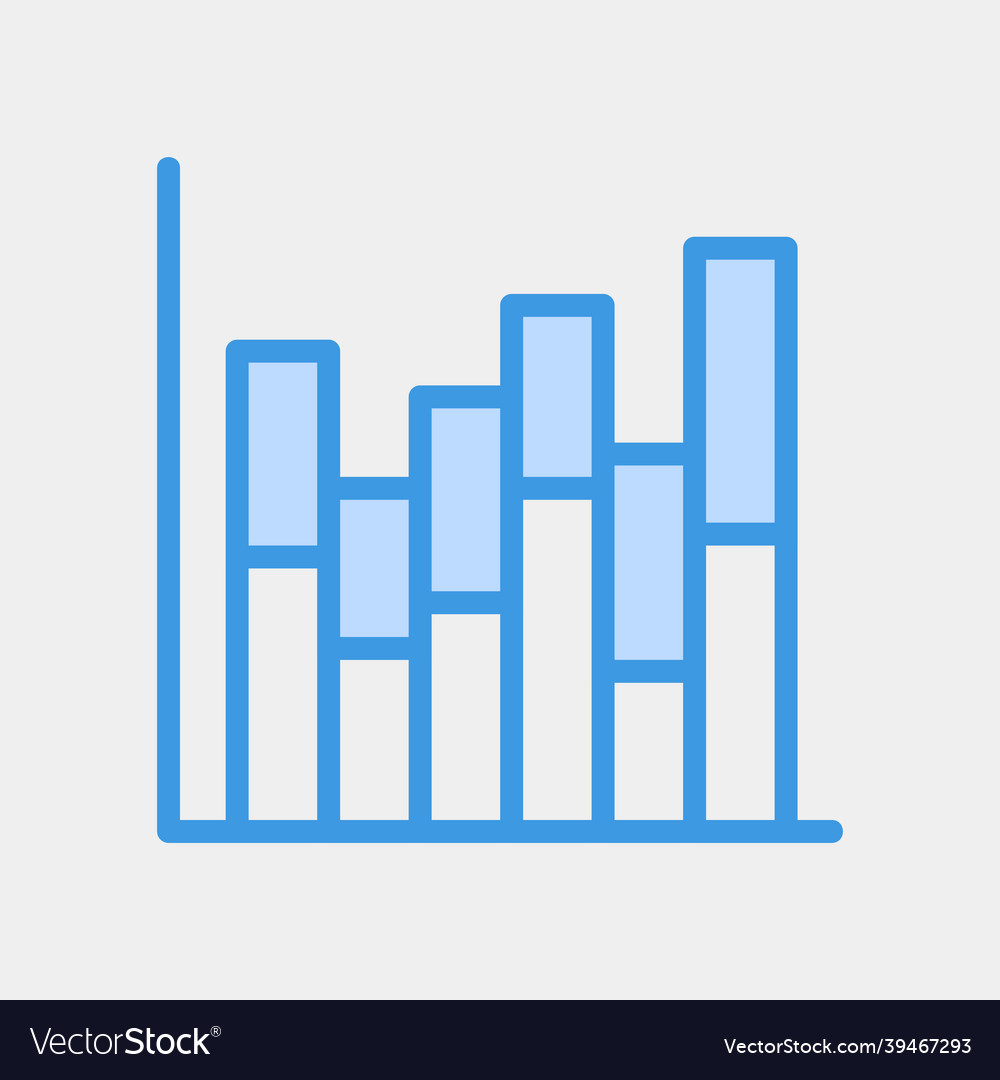 Bar chart icon in blue style for any projects Vector Image