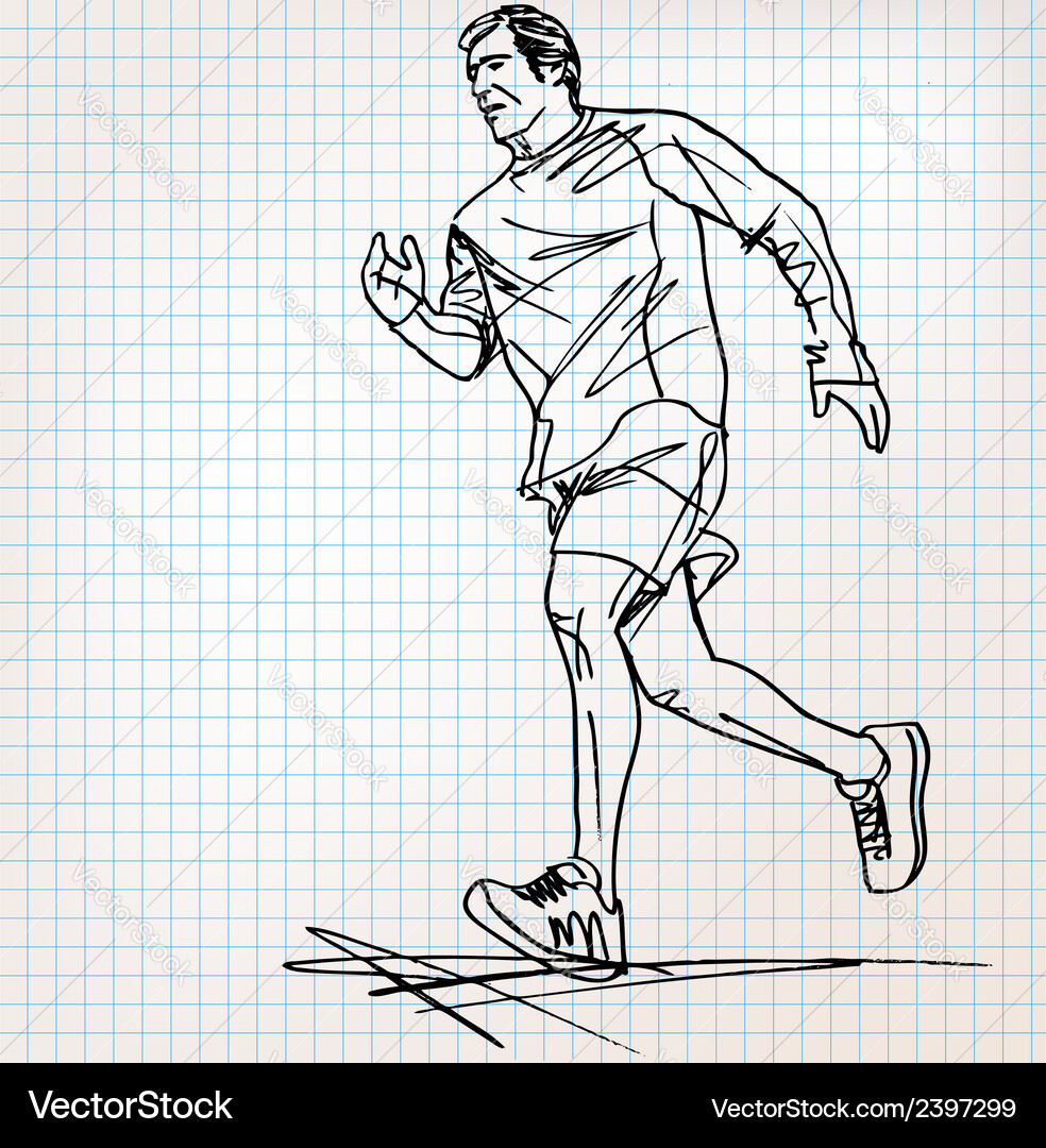Male runner sketch Royalty Free Vector Image - VectorStock