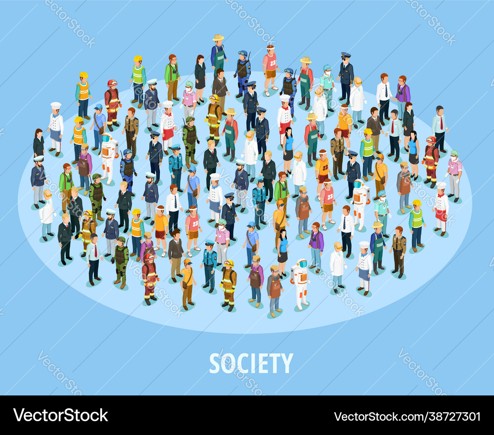 Professional society isometric background Vector Image