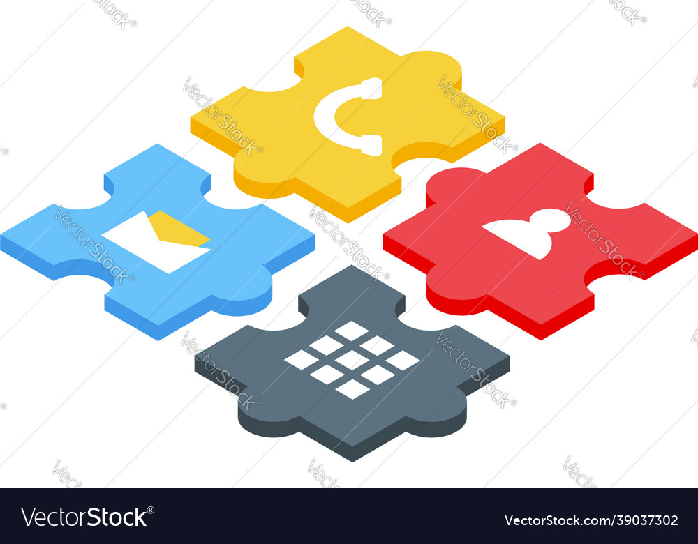 Code puzzle icon isometric web software Royalty Free Vector