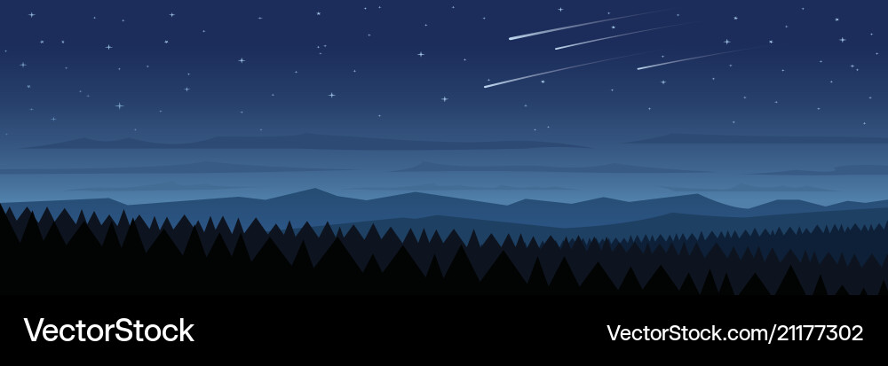 Forest at night landscape scene Royalty Free Vector Image