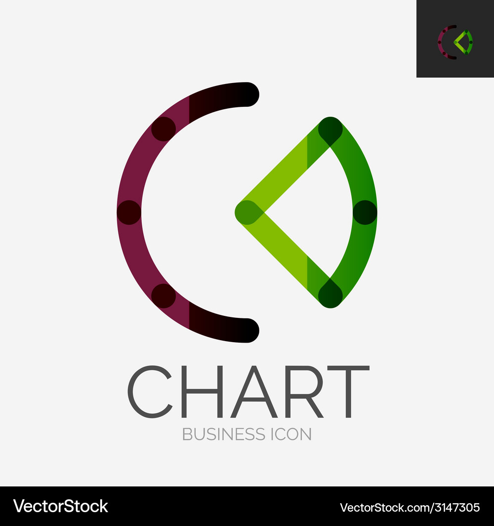 Minimal line design logo chart graph icon Vector Image