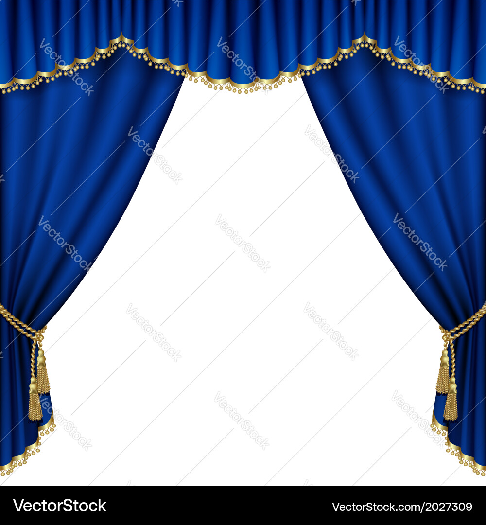 Blue curtain Royalty Free Vector Image - VectorStock