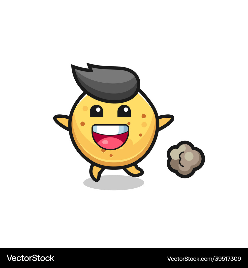 Happy potato chip cartoon with running pose Vector Image